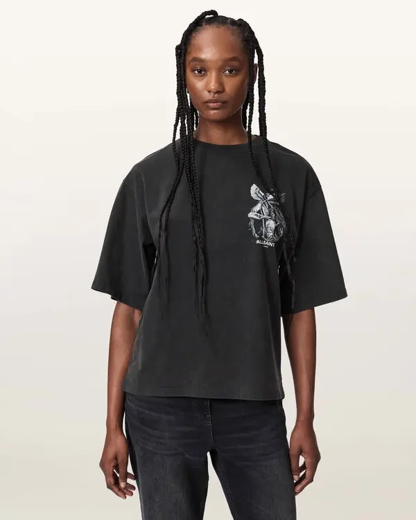 ALLSAINTS Seraph Amelie Oversized Graphic T-shirt - Black