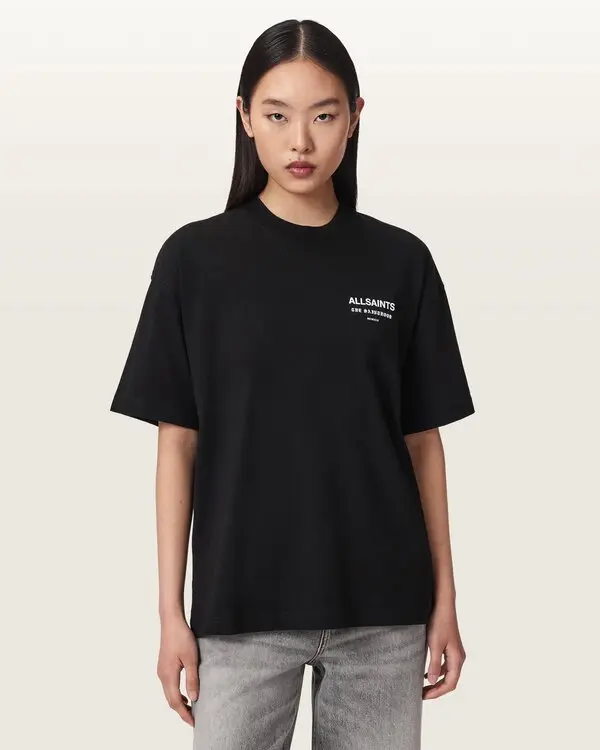 ALLSAINTS Eliana Etta Oversized Graphic T-shirt - Black