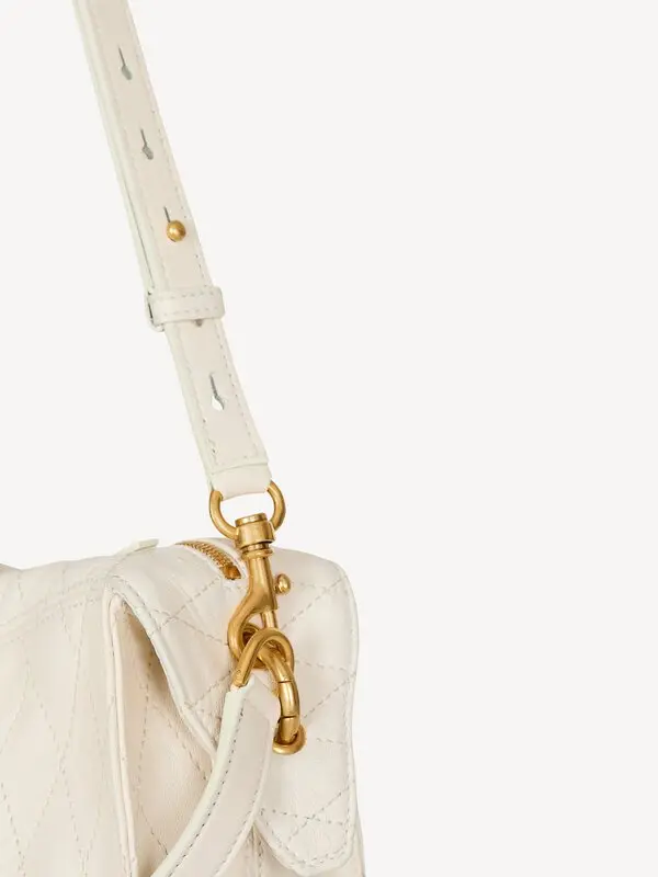 Balmain Small Pulse Shoulder Bag In Smooth Quilted Lambskin Leather - White