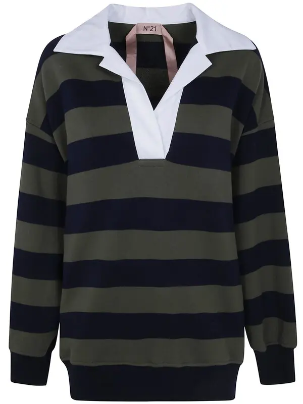 N.21 Sweatshirt Striped Polo Neck