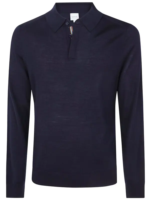 Paul Smith Sweater Long Sleeve Polo - Blue