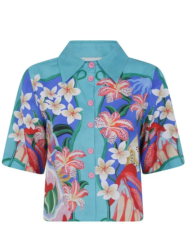 Farm Rio Shirt Short Sleeve "garden Of Life - Multi