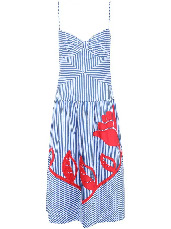 Farm Rio Dress Striped Sleeveless "sky Stripes