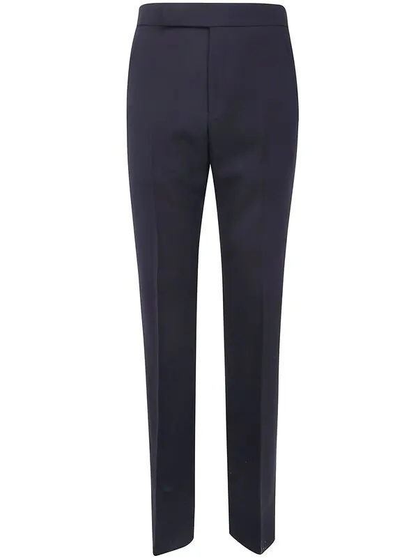TOM FORD Flat Front Straight Leg Trousers - Black