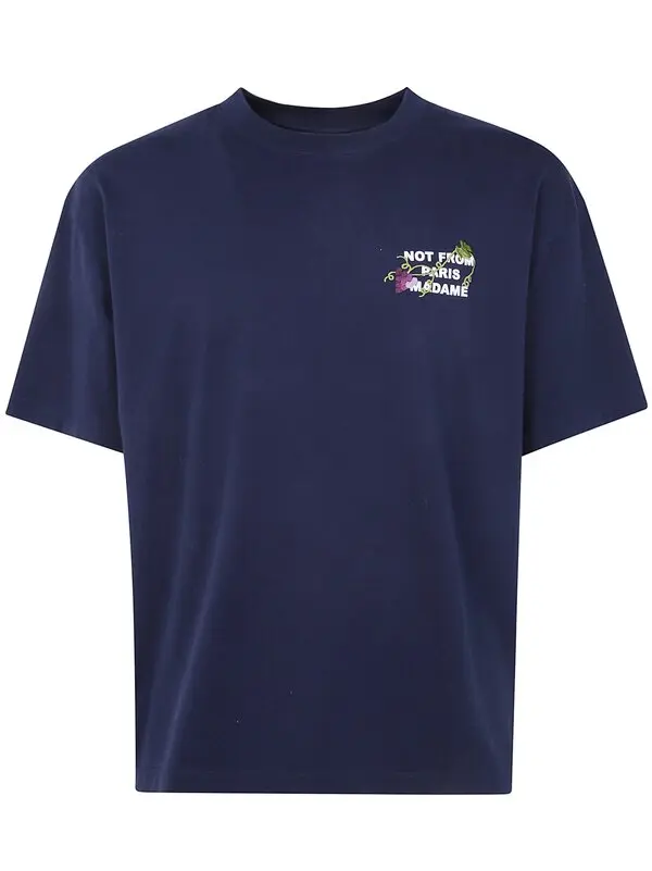 Drole De Monsieur T-shirt Embroidered Slogan "vine - Blue