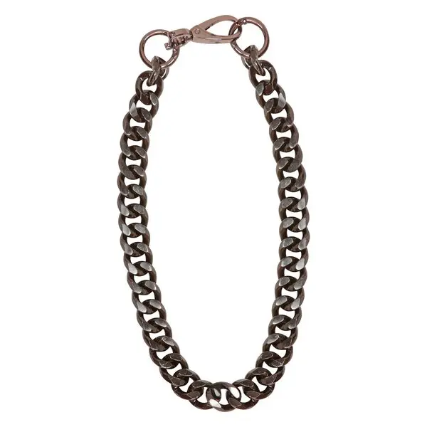 SYLVIA PIECHULLA Chunky Aluminium Chain Necklace Matinee Length Cleopatra - Black