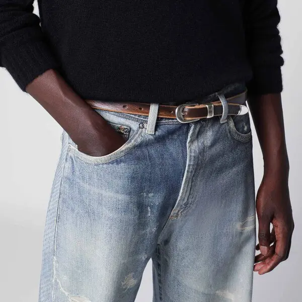Our Legacy Calfskin Leather Belt With Metal Buckle - Brown