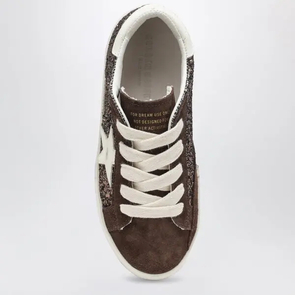 GOLDEN GOOSE Super-star Glittered Leather Sneakers - Brown