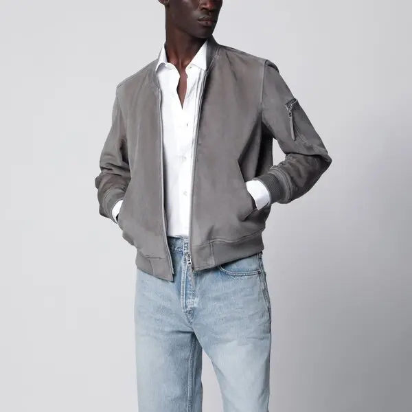 TOM FORD Suede Bomber Jacket - Grey