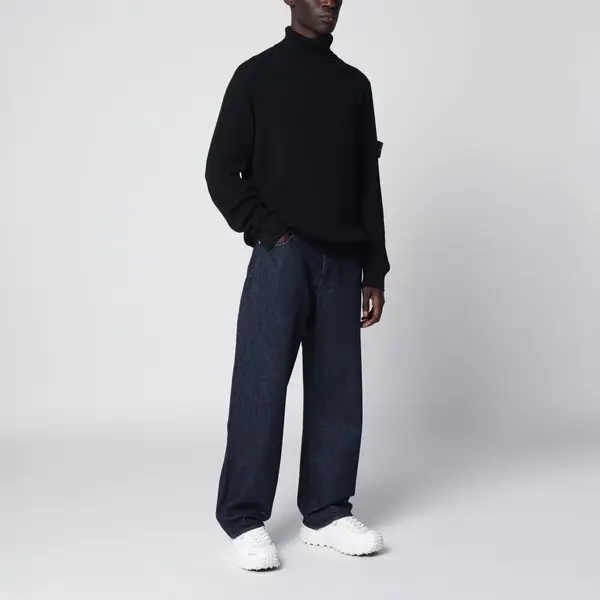 Stone Island Navy Ribbed Turtleneck Sweater