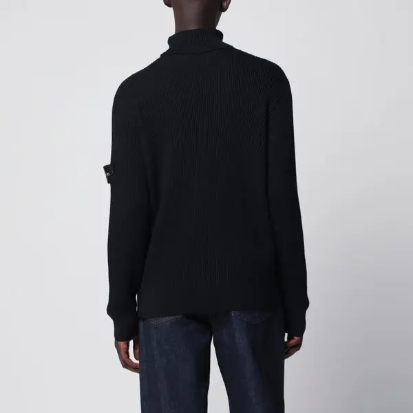 Stone Island Navy Ribbed Turtleneck Sweater