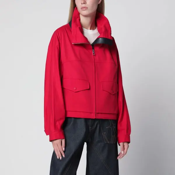 Loewe Cropped Cotton And Silk Gabardine Jacket - Red