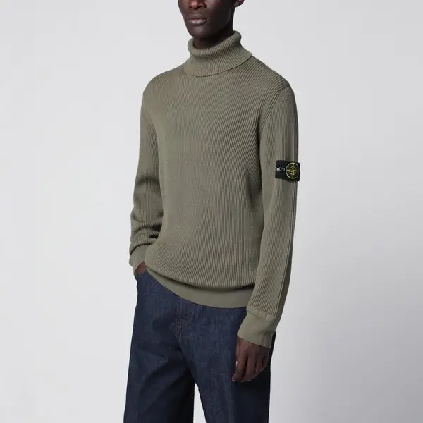 Stone Island Ribbed Turtleneck Sweater - Green