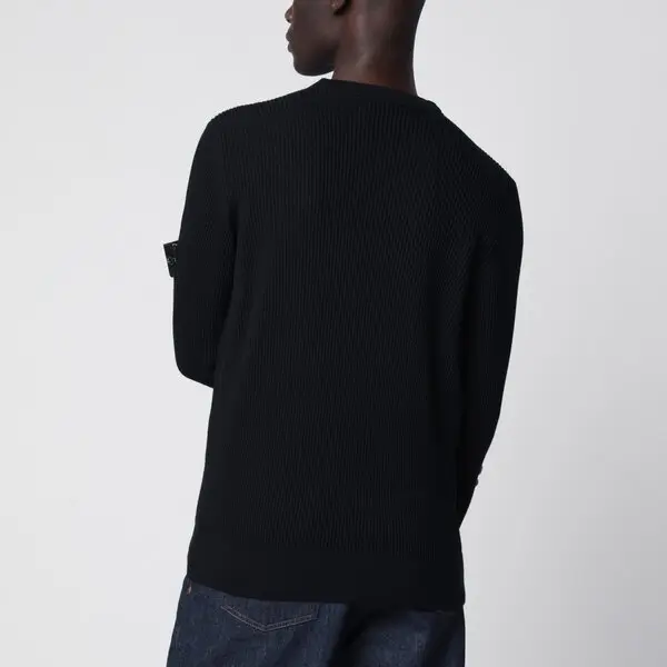 Stone Island Navy Ribbed Crew-neck Sweater - Blue