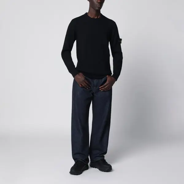 Stone Island Navy Ribbed Crew-neck Sweater