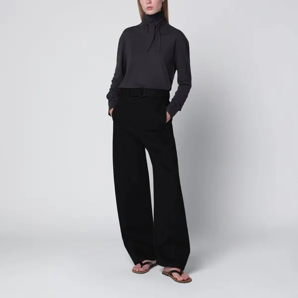 LEMAIRE Dark Long-sleeved Sweater With Scarf Detail