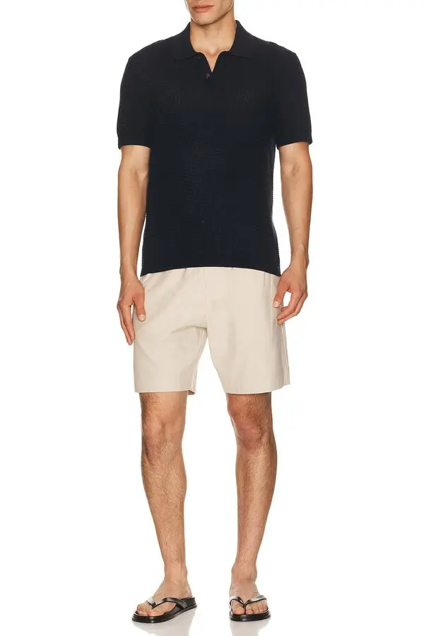 Theory Tactile Cotton Polo In Navy - Baltic