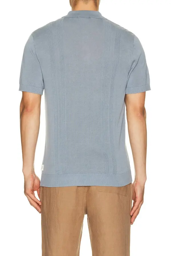 Onia Silk Ribbed Knit Polo Shirt