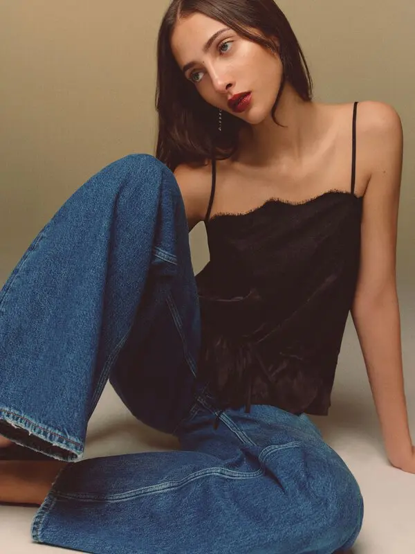 REFORMATION Silvia Jacquard Lace Top