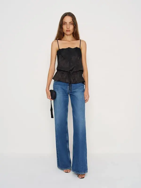 REFORMATION Silvia Jacquard Lace Top