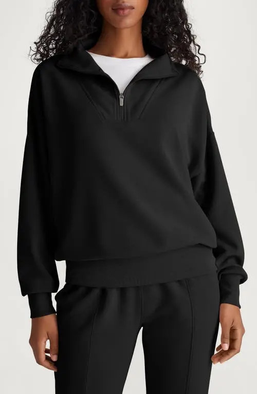 Tommy John Luxe Traveler Knit Quarter Zip Pullover - Black