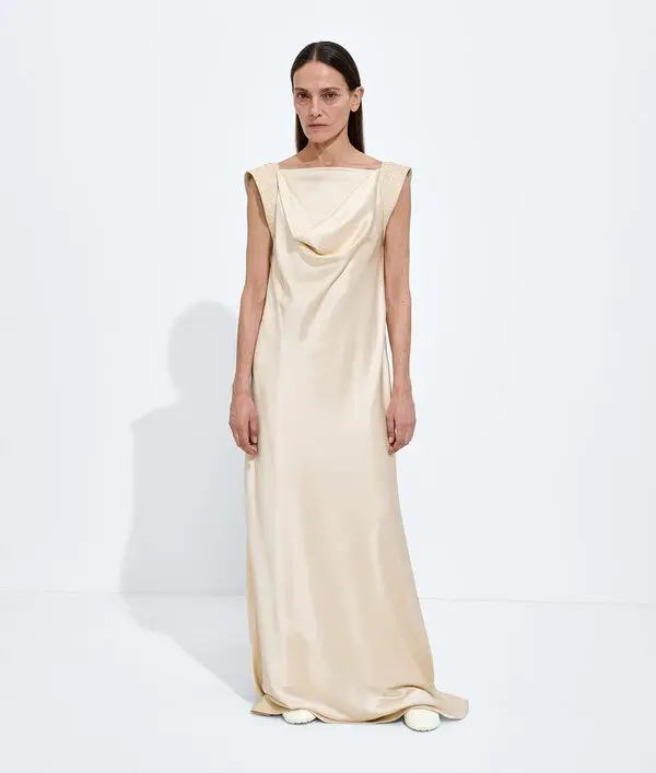 Bottega Veneta Fluid Silk Satin Dress - Prosecco