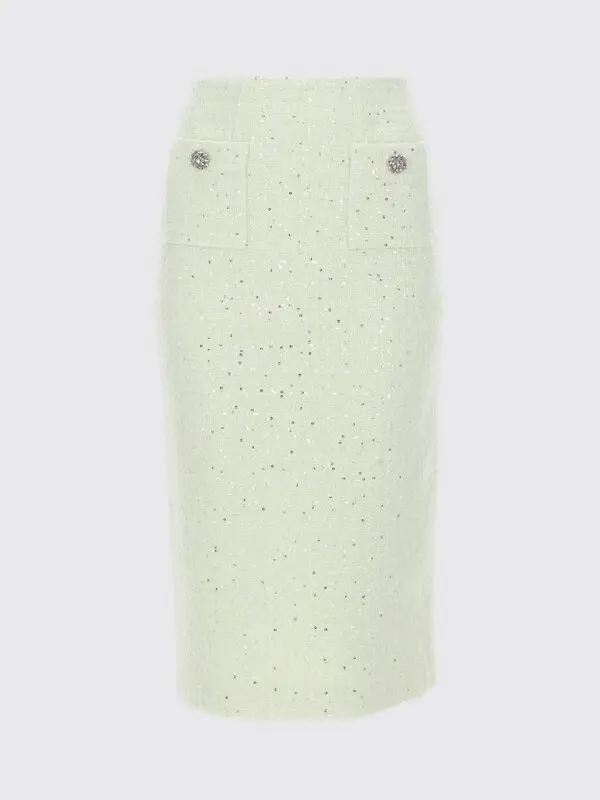 SELF-PORTRAIT High-waisted Tweed Midi Pencil Skirt With Sequins