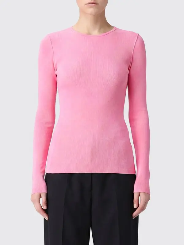 MSGM Slim Fit Long-sleeved Viscose T-shirt With Crew Neck