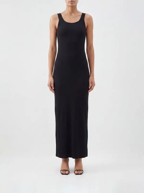 MSGM U-neck Slim Fit Midi Sheath Dress In Viscose - Black