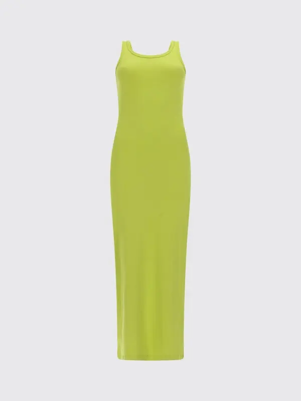 MSGM U-neck Slim Fit Midi Sheath Dress In Viscose - Yellow