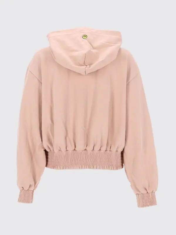 BARROW Cotton Zip-up Hoodie With Contrast Logo - Pink