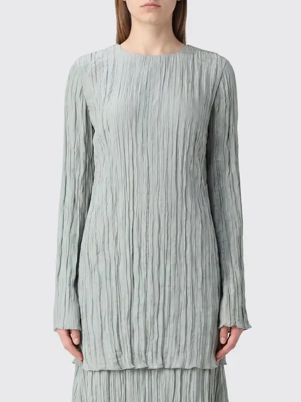 Staud Long Sleeve Pleated Dress