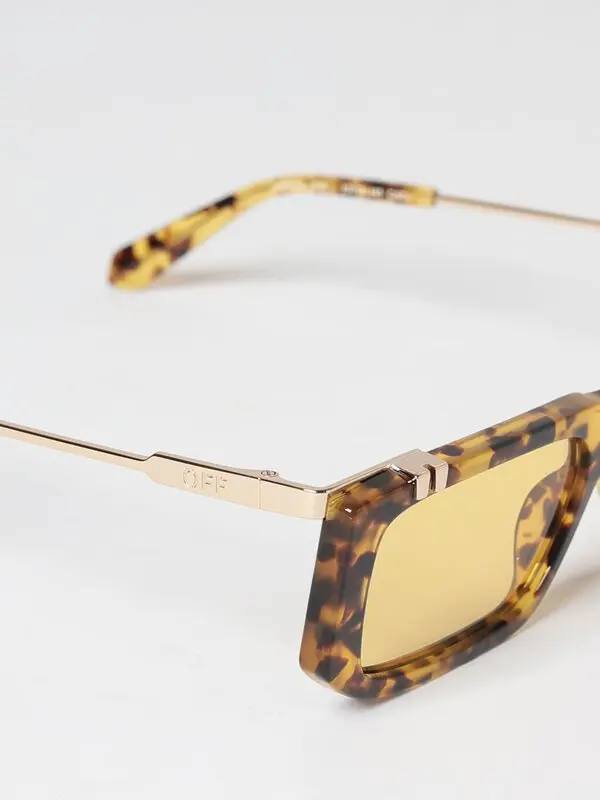 Off-White Rectangular Acetate And Metal Sunglasses - Yellow