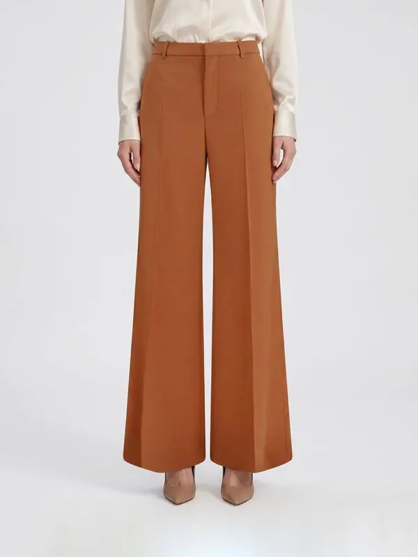 Chloé Wide-leg Pleated Cotton Trousers - Red