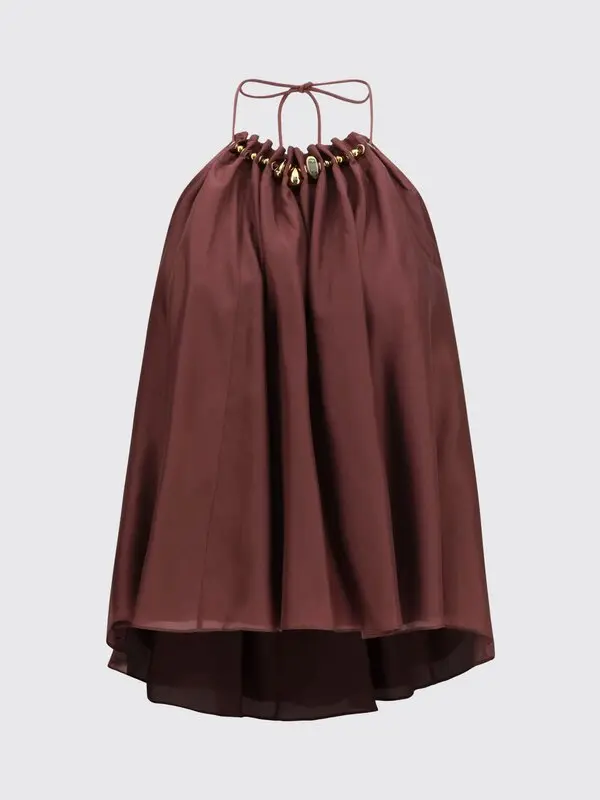 Zimmermann Draped Silk Halterneck Top With Beaded Detail - Brown