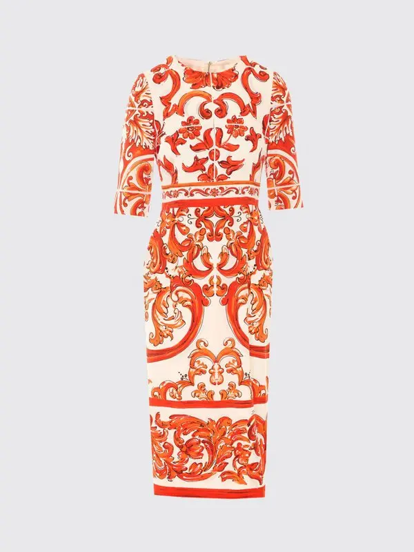 Dolce & Gabbana Printed Silk Midi Sheath Dress