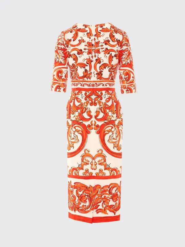 Dolce & Gabbana Printed Silk Midi Sheath Dress