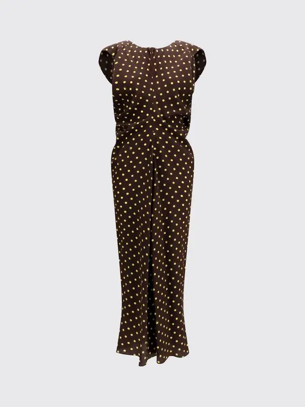 Marni Polka-dot Silk-blend Midi Tunic With Padded Shoulders And Tie Closure