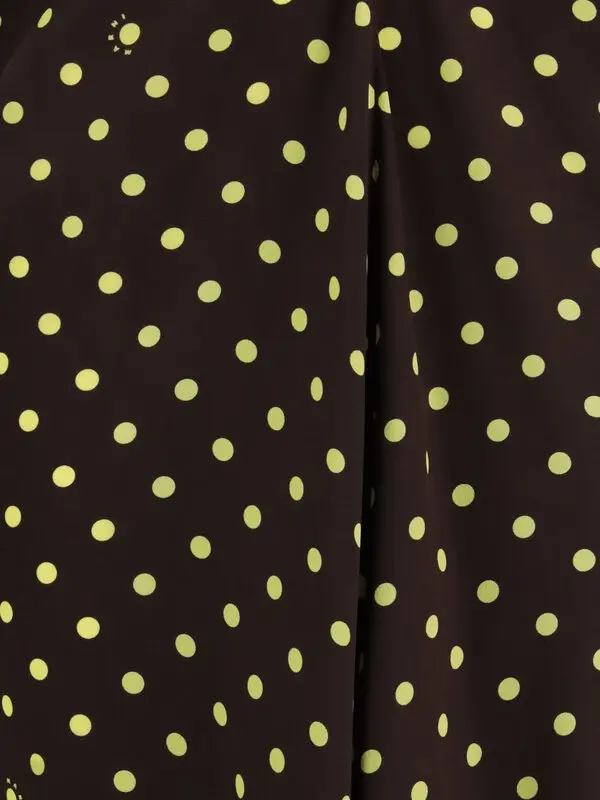 Marni Polka-dot Silk-blend Midi Tunic With Padded Shoulders And Tie Closure