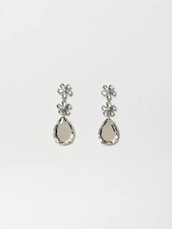 SELF-PORTRAIT Teardrop Crystal-embellished Brass Drop Earrings