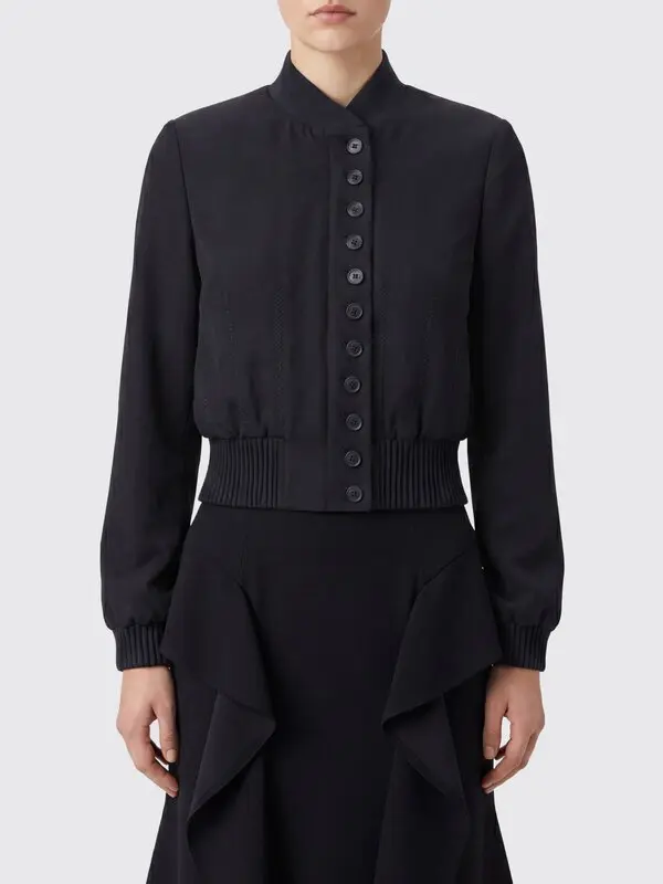 Alexander McQueen Asymmetric Pure Silk Bomber Jacket