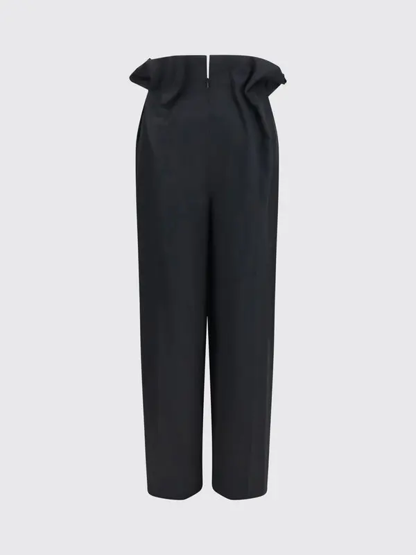 Khaite Straight Merino Wool Trousers With Ruched Waist