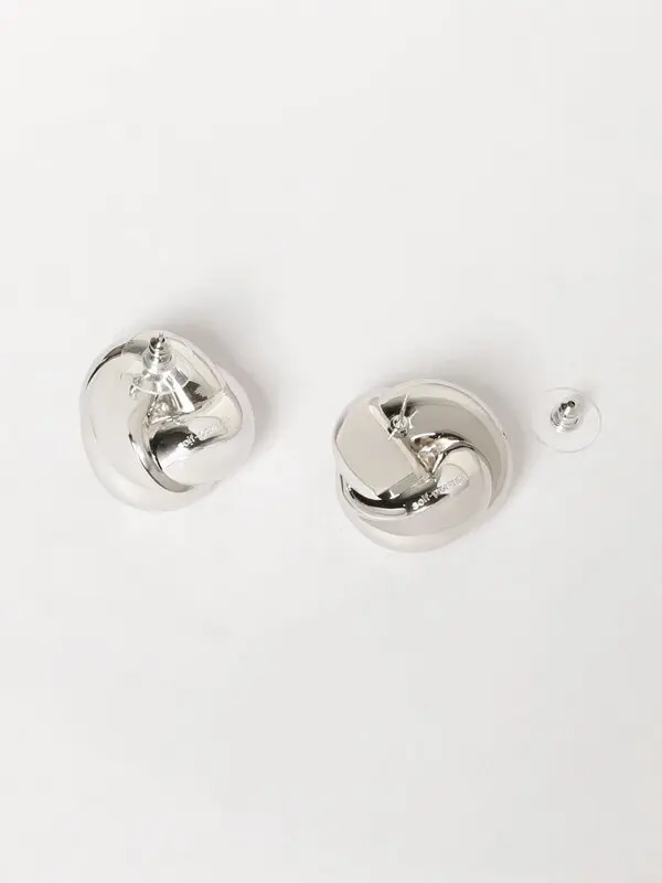 SELF-PORTRAIT Small Brass Earrings With Engraved Logo