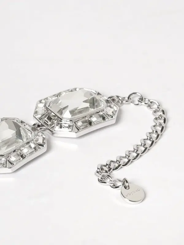 SELF-PORTRAIT Brass Choker Necklace With Square Crystals