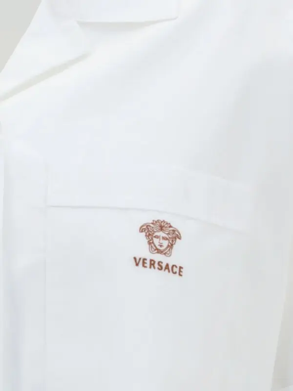 Versace Medusa Logo Cropped Cotton Shirt - White