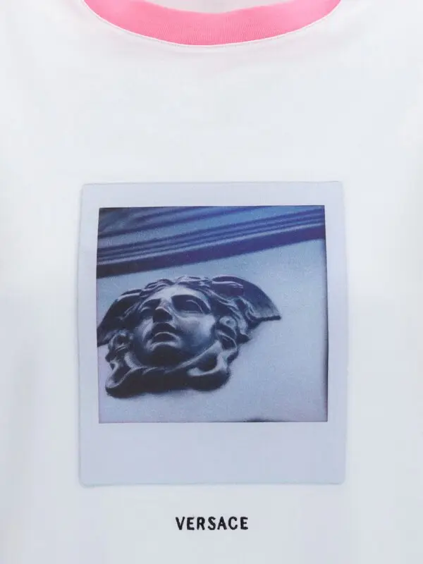 Versace Medusa Graphic Print Cotton T-shirt With Contrast Profiles