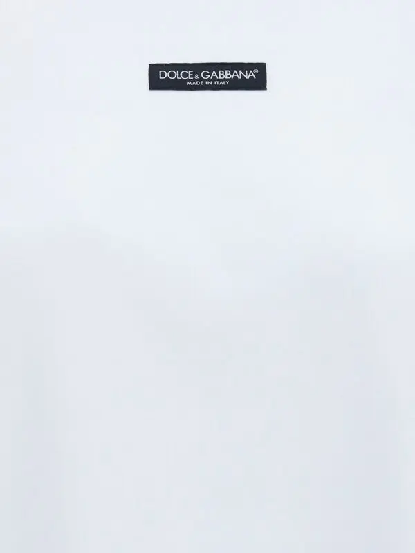 Dolce & Gabbana Cotton Crewneck T-shirt With Contrast Logo And Dropped Shoulders - White