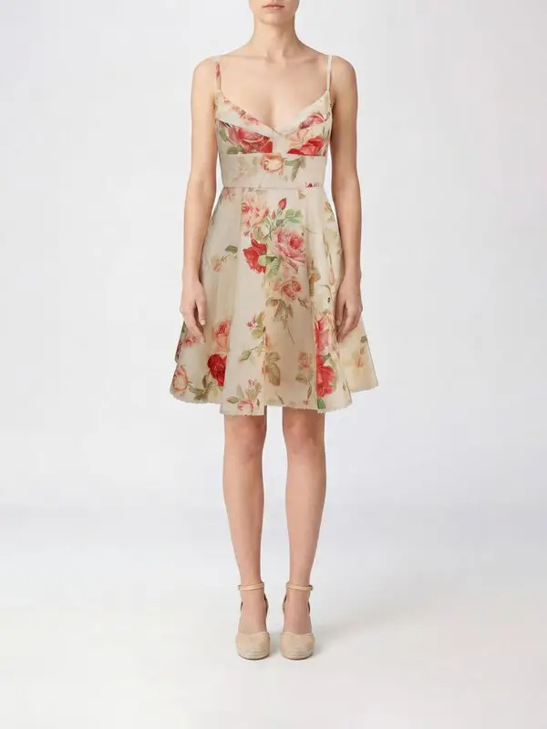 Zimmermann Roselight Floral Linen Mini Dress - Cream