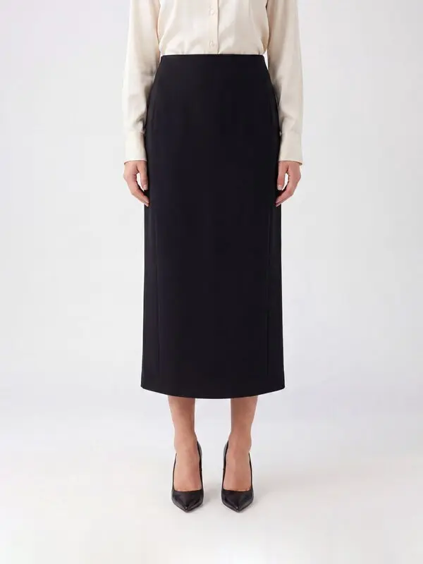 Khaite High-waisted Midi Pencil Skirt With Side Zip - Black