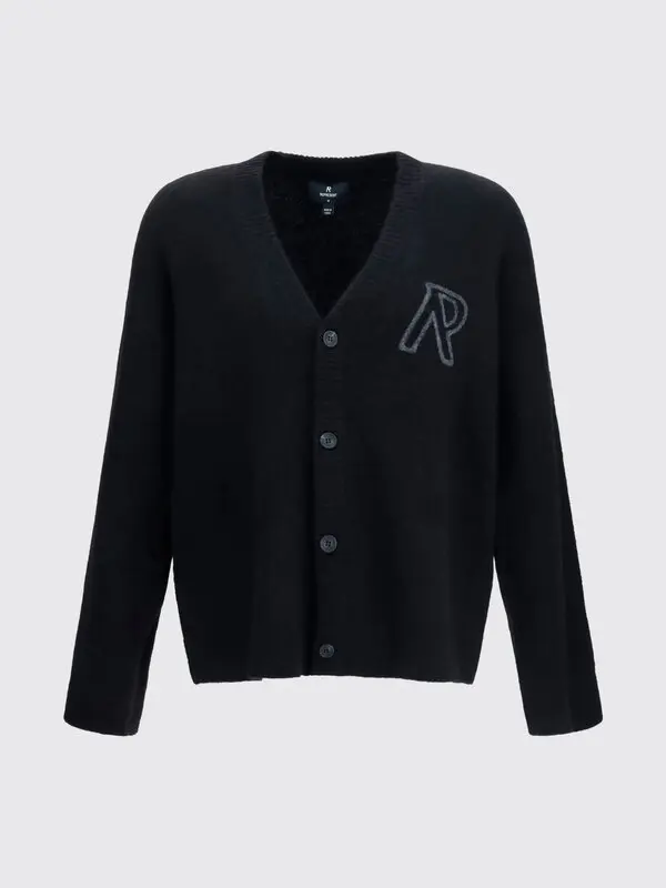 REPRESENT V-neck Alpaca Wool-blend Jacquard Logo Cardigan